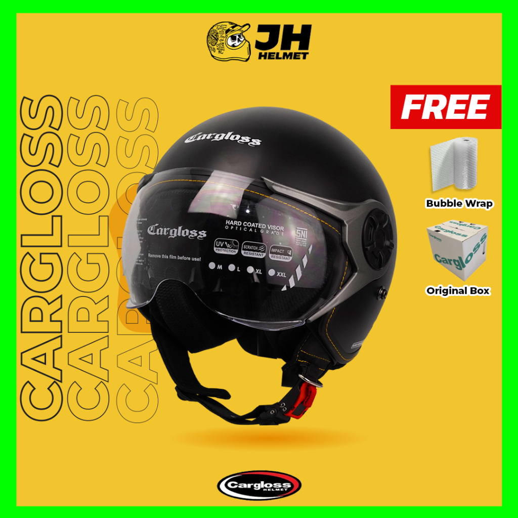 Jual Helm Cargloss Retro Original YRM Ghotic Solid Deep Black SG ...