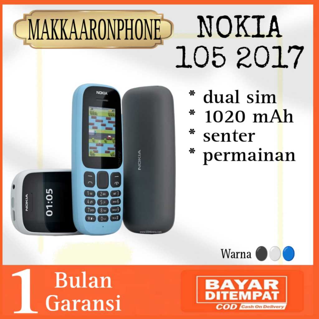 Jual HANDPHONE 105 (2017) HP NOKIA JADUL DUAL SIM | Shopee Indonesia