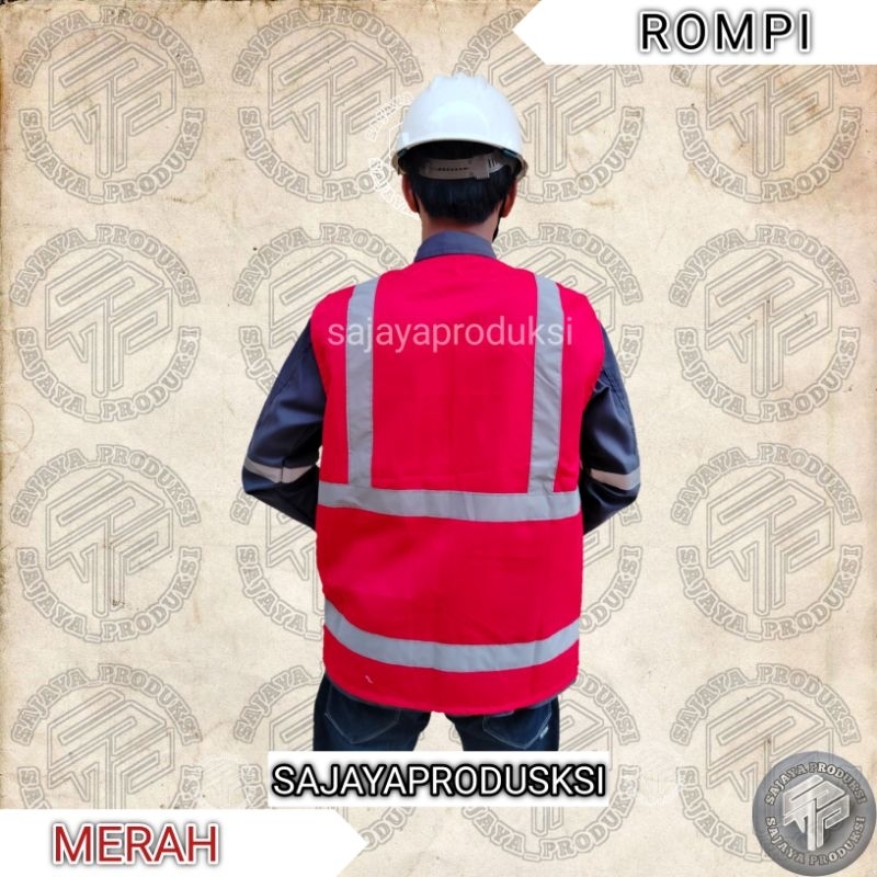 Jual Rompi safety k3 / Rompi kerja Merah / Rompi proyek | Shopee Indonesia