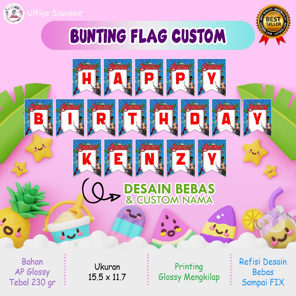 Jual Bunting Flag Custom / Bendera Ultah / Hiasan Background Ulang ...
