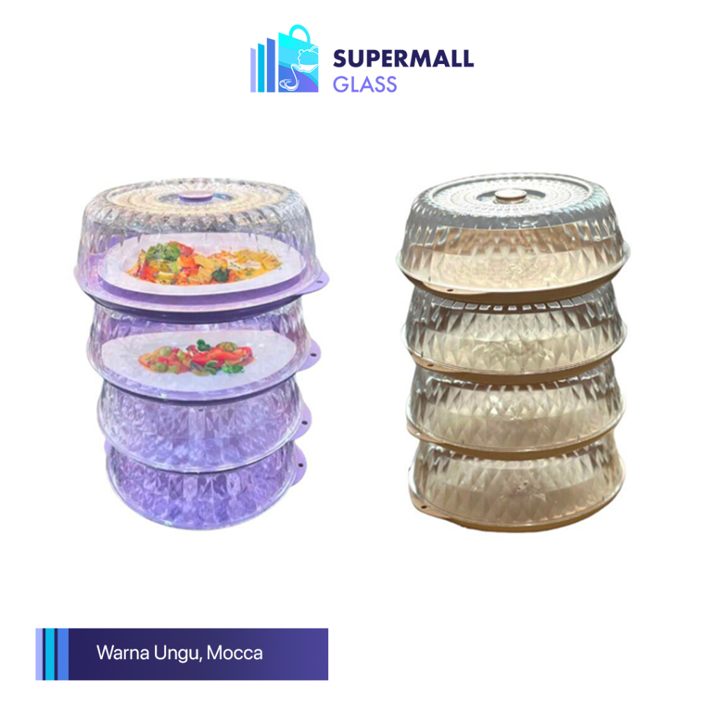 Jual Supermall Glass COD Tudung Saji Makanan 3 - 4 Susun Kristal Anti ...