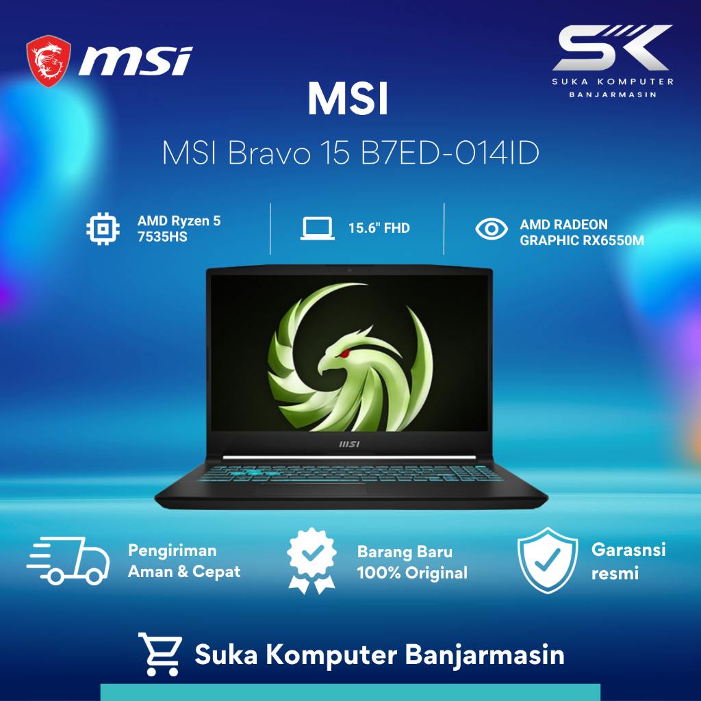 Jual MSI Gaming Bravo 15 B7ED-014 /Ryzen 5-7535HS/8GB/512GB SSD/RX6550M ...
