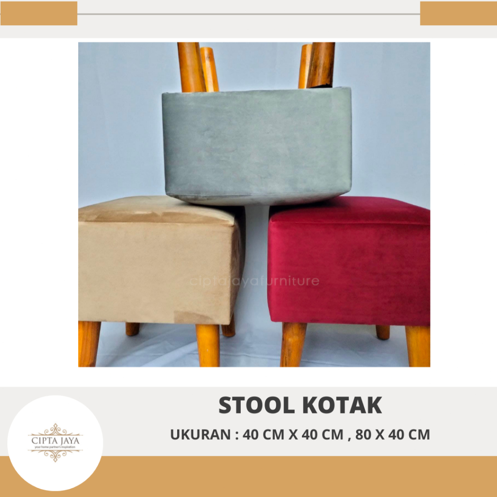 Jual Cipta Jaya - Sofa Stool Puff Kotak Kamar Sudut Satuan Kayu Anti ...