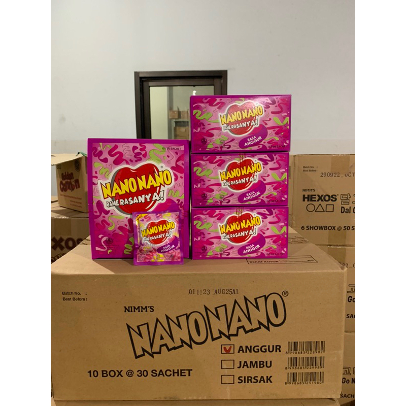 Jual Permen Nano Nano Rasa Anggur Kemasan 1 box isi 30 bungkus | Shopee ...