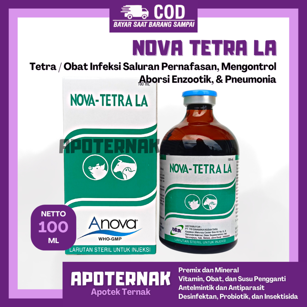 Jual NOVA TETRA LA 100ml Expired 8-2024 - Antibiotik Obat Pernafasan ...