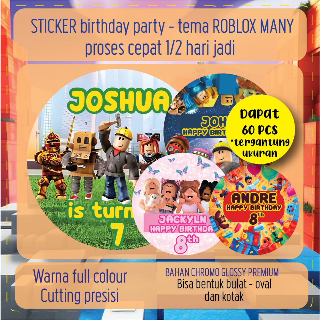 Jual Label Stiker Roblox Many - Sticker Ulang Tahun Anak, Hampers ...