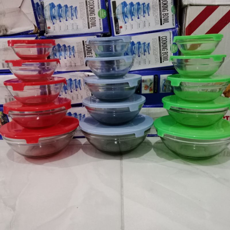 Jual MANGKOK BERANAK GLASS BOWL SET ISI 5 PCS / MANGKOK KACA SET ...