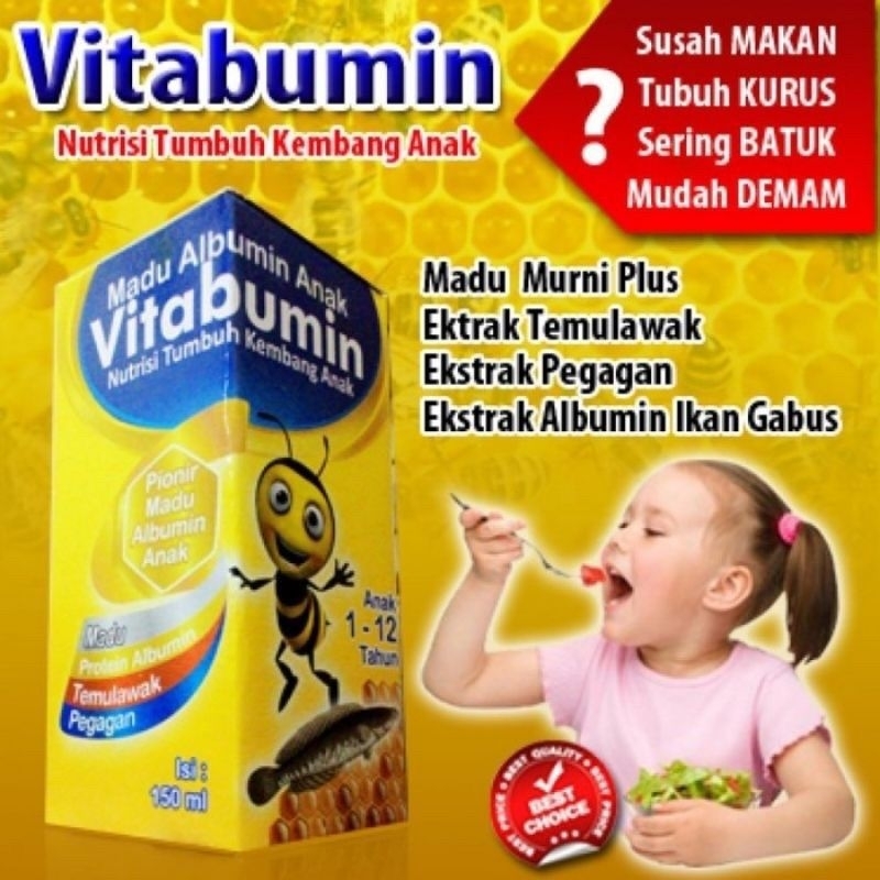 Jual Vitabumin Madu Albumin Ekstrak Ikan Gabus Temulawak Pegagan Vitamin Anak - MADU Murni ...