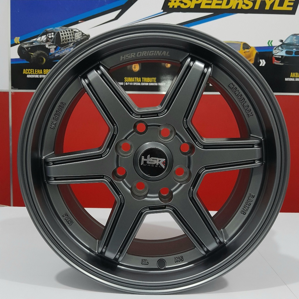 Jual Velg Mobil racing Ring 15 HSR Minas baut pcd 4x100-114,3 lebar 6,5 offset 42 warna grey ...