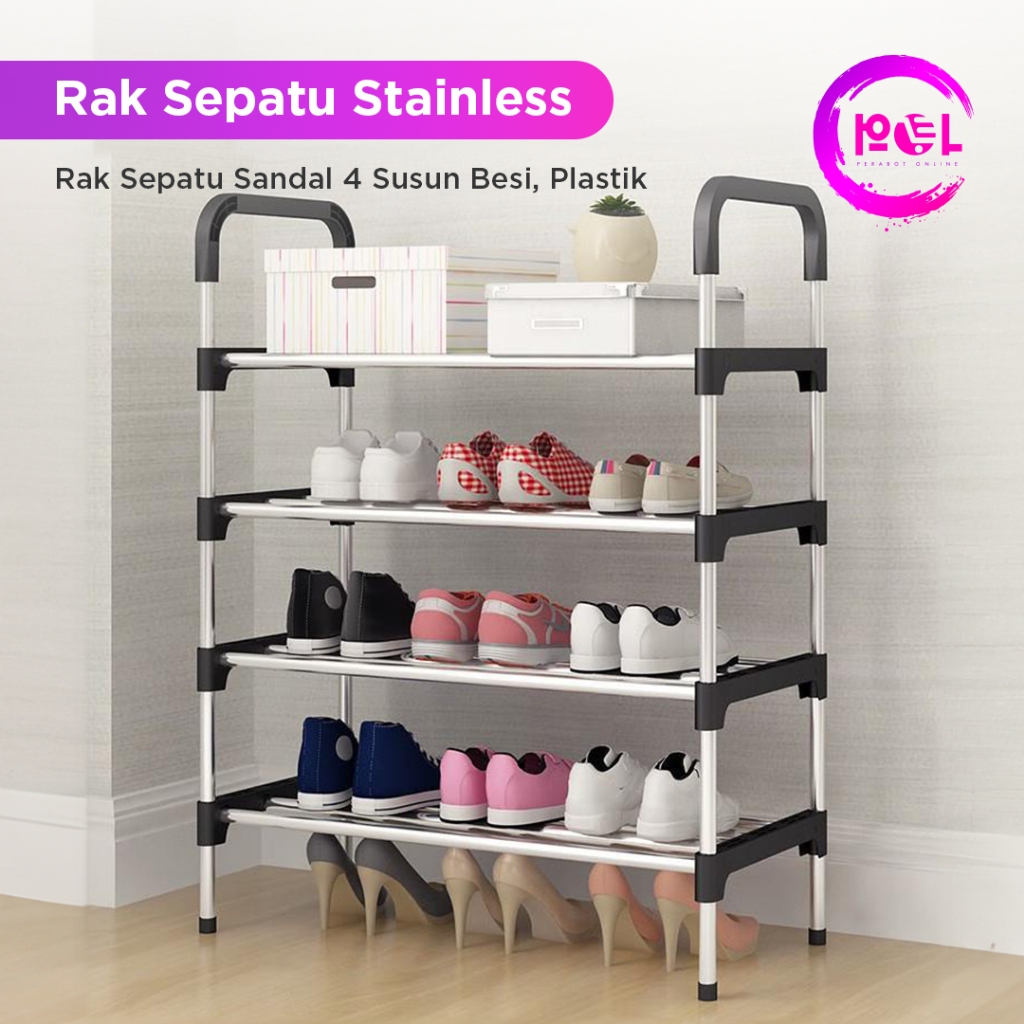 Jual POL - Rak Sendal Stainless 4 Susun | Shopee Indonesia
