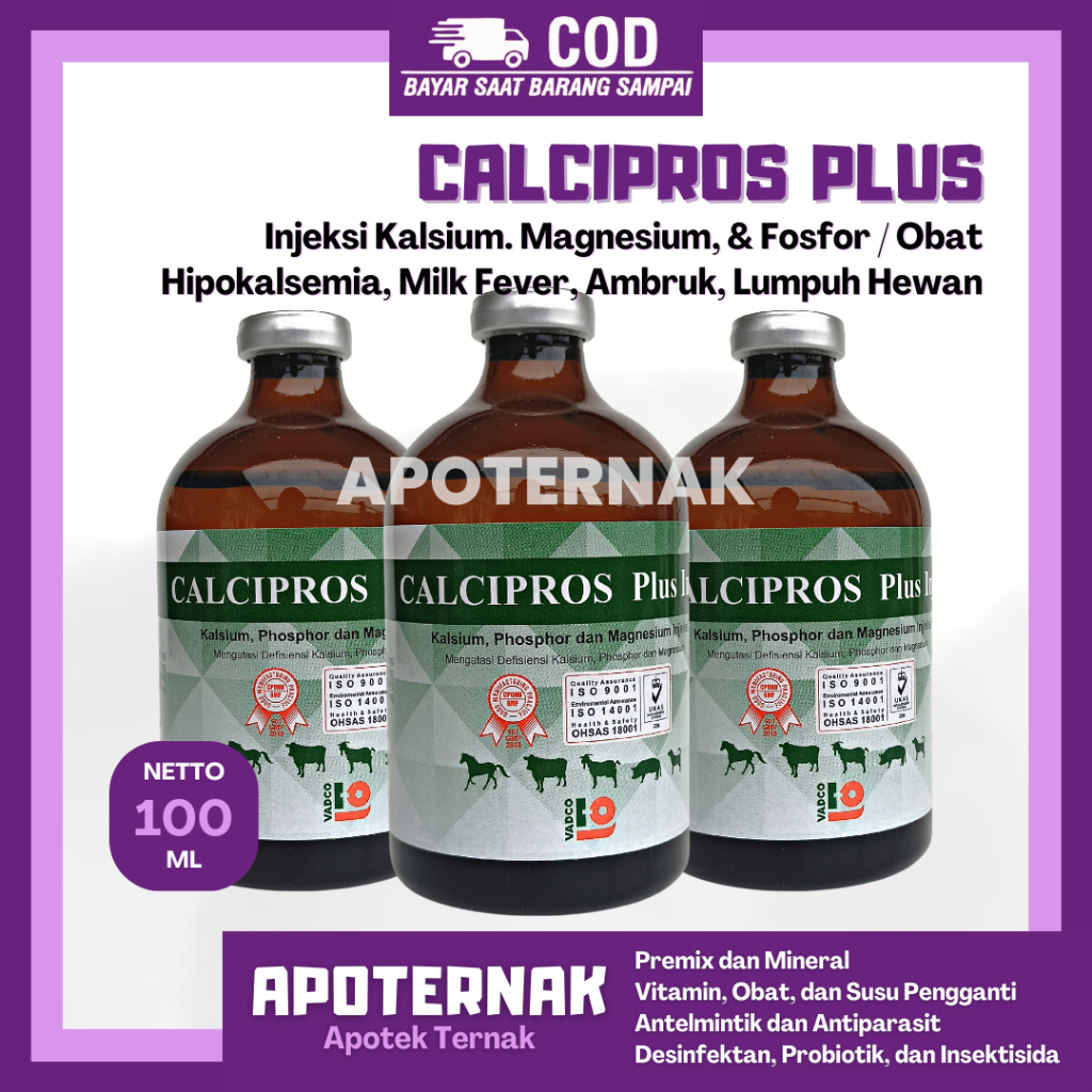 Jual CALCIPROS PLUS Inj 100ml - Obat Ambruk Kurang Kalsium Magnesium ...