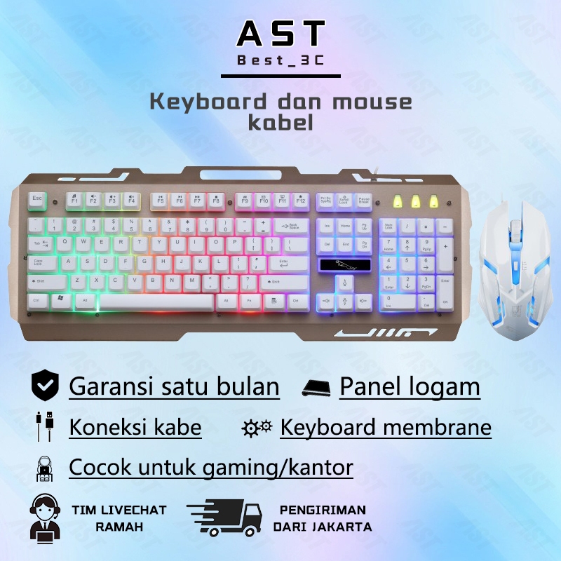 Jual Keyboard dan mouse G700 kabel RGB gaming/tantor mechanical wired ...