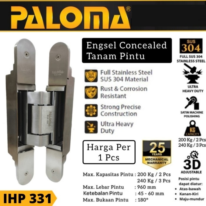 Jual IHP 331 PALOMA INVISIBLE HINGE ENGSEL TANAM PINTU CONCELAED HINGE ...