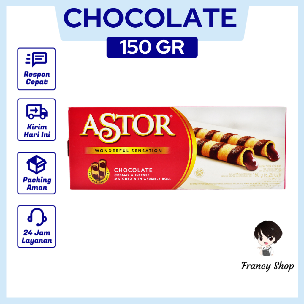 Jual Astor Chocolate Wafer Roll Coklat 150 gr | Shopee Indonesia