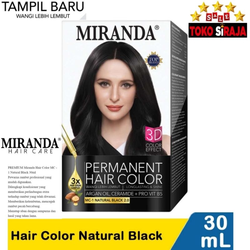 Jual MIRANDA NATURAL BLACK MC-1 SEMIR RAMBUT PEWARNA HAIR COLOR WARNA ...