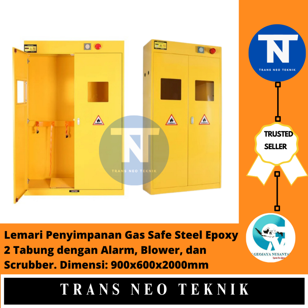 Jual Lemari Penyimpanan Gas Safe Steel Epoxy 2 Tabung dengan Alarm, Blower, dan Scrubber ...