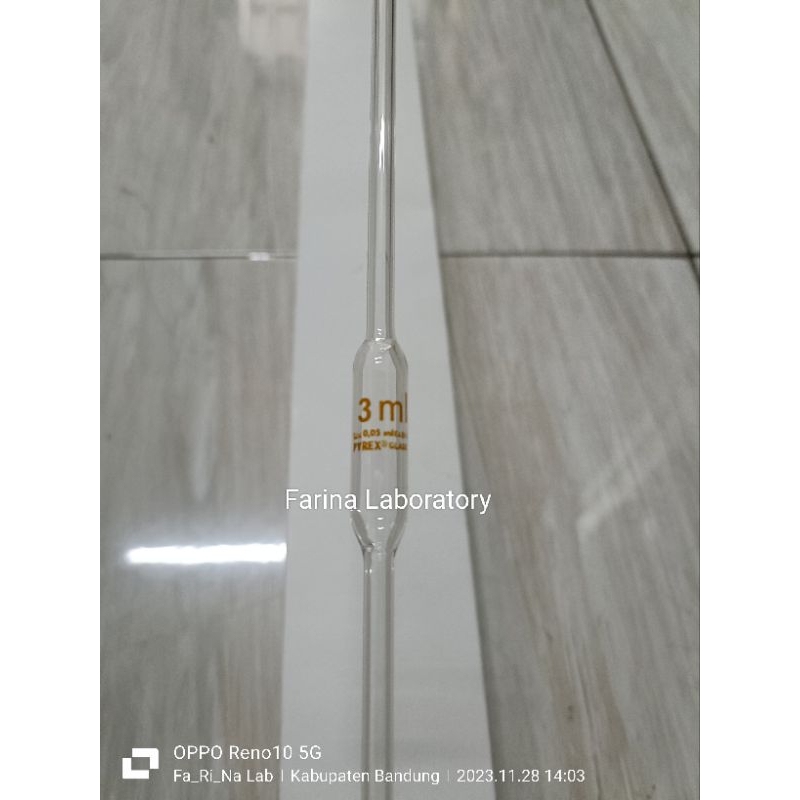 Jual Pipet Gondok-Pipet Volume 3ml Pyrex Class A | Shopee Indonesia