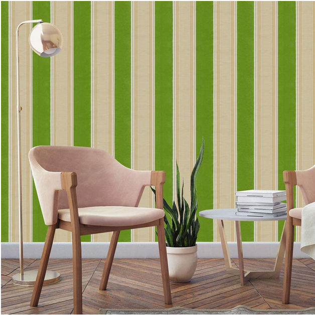 Jual PAKET 5 ROLL WALLPAPER STIKER DINDING MOTIF SALUR HIJAU PREMIUM PVC WALLSTIKER TIDUR KAMAR ...