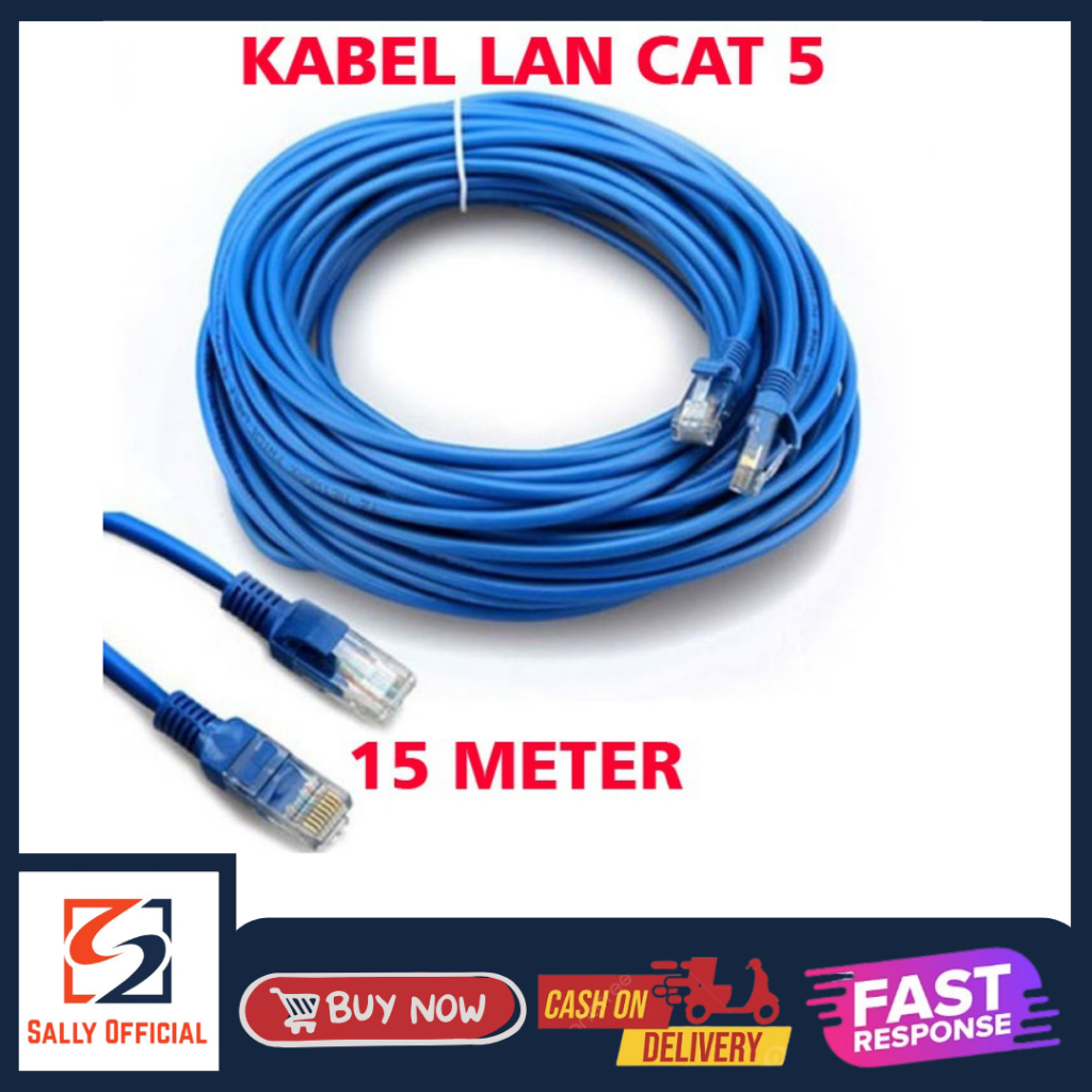 Jual Kabel LAN 15M CAT 5 / Kabel internet LAN UTP RJ45 / Kabel UTP 15 ...