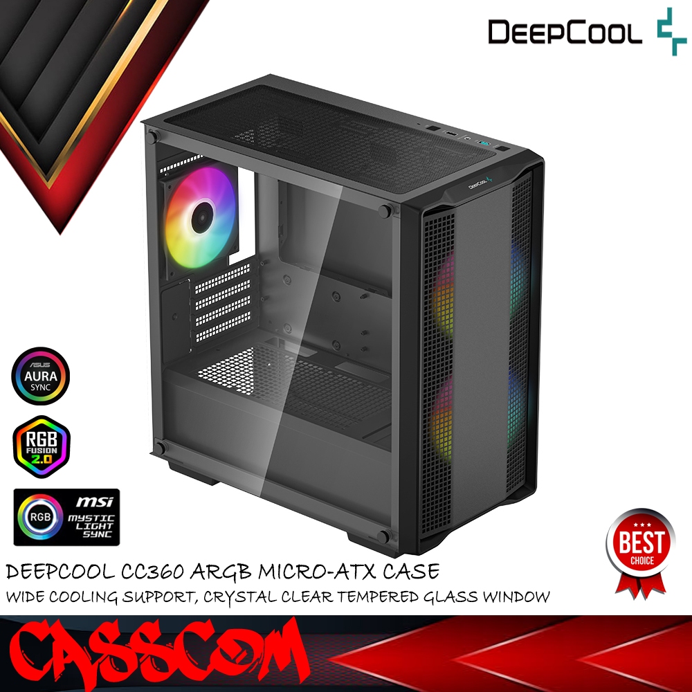 Jual DeepCool CC360 ARGB Micro ATX case Casing PC Gaming Black/White ...