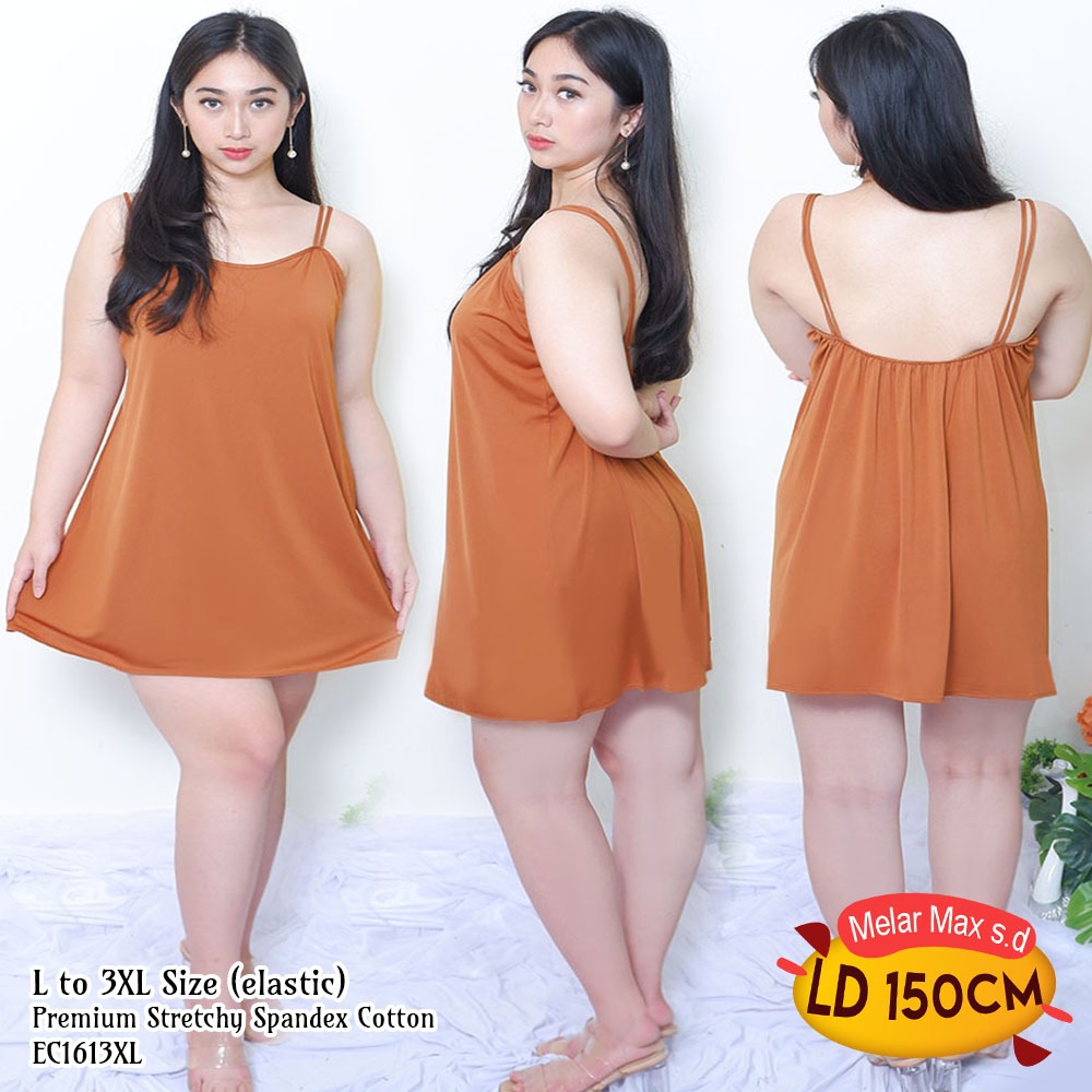 Jual FOLVA Dress tanktop wanita baju tidur spandex 3XL big size jumbo ...
