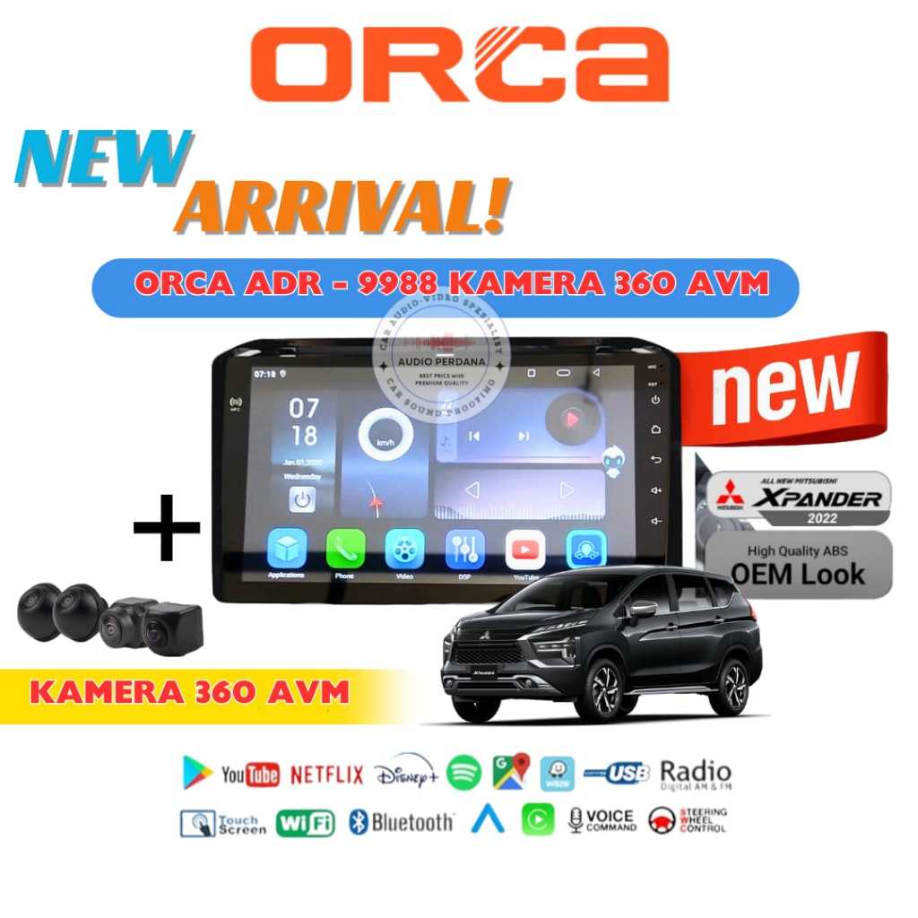 Jual Head Unit Android Xpander Cross 2023 Orca 9988 + Cam 360 NFC ...