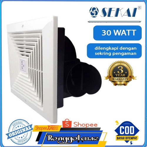 Jual SEKAI MVF 1091 Exhaust Fan Plafon 10 Inch Heksos Hexos Ceiling 10 Inch 10 Inch Garansi 3 ...