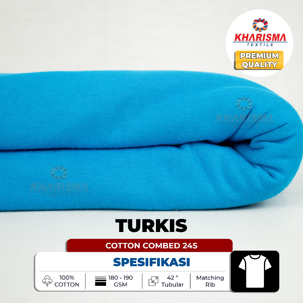 Jual Bahan Kaos Cotton Combed 24s Biru Turkis Kharisma Textile | Shopee ...