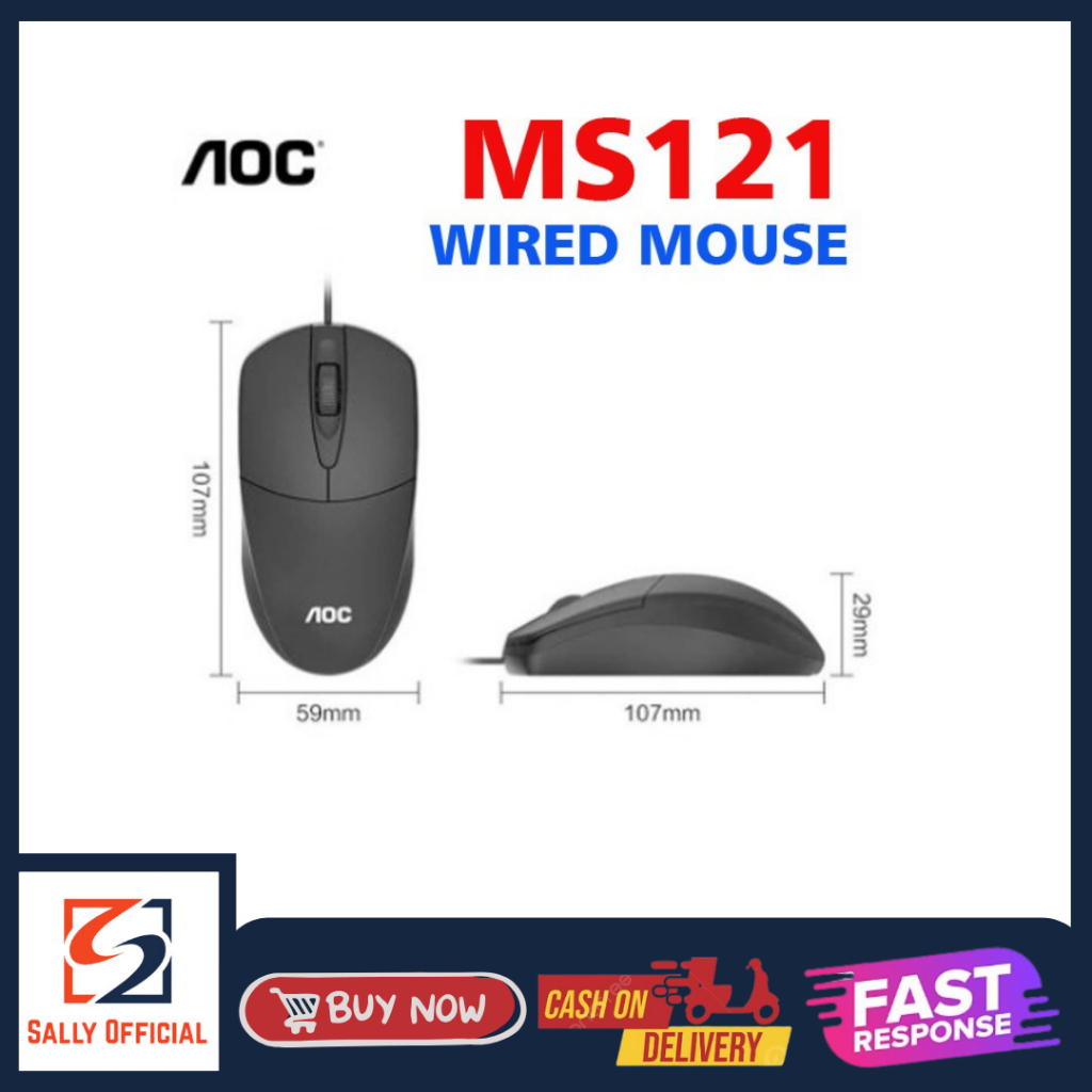 Jual Mouse AOC MS121 Wired Mouse Optical 1200dpi (dpi) | Shopee Indonesia