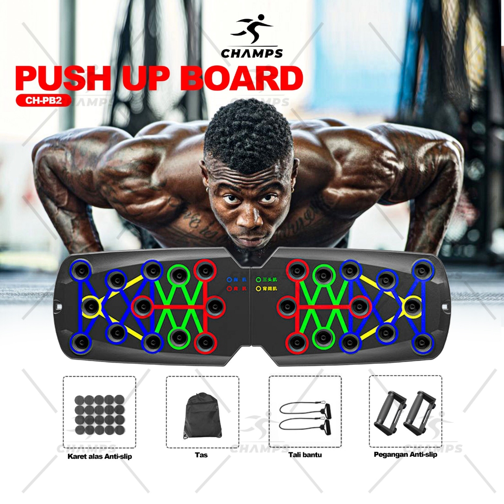 Jual CHAMPS Push Up Board Foldable Alat Push Up Stand Home Gym Alat ...