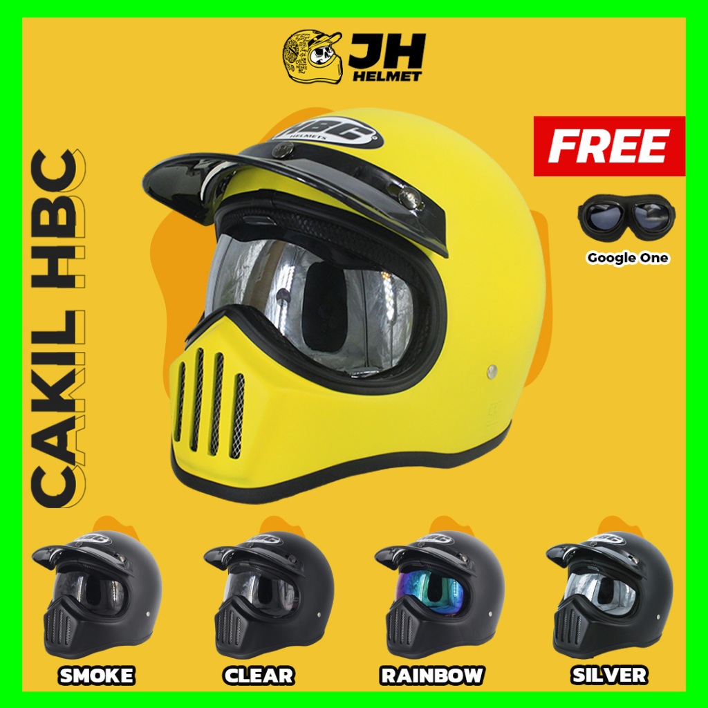 Jual Helm Cakil HBC Polos Yellow Doff + FREE GOGGLE | Original 100% ...
