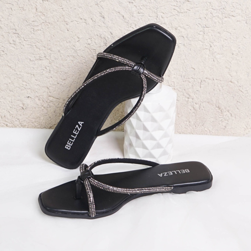 Jual BELLEZA MALL - Sandal Flats Tali SAVA BLACK | sendal flat model ...