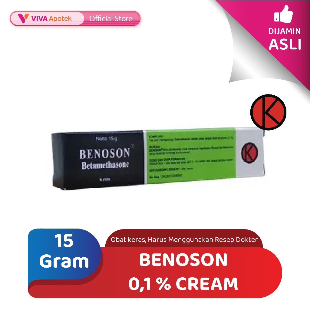 Jual Benoson 0,1 % Cream / Dermatitis / Eksim / Radang Kulit (15 Gram ...