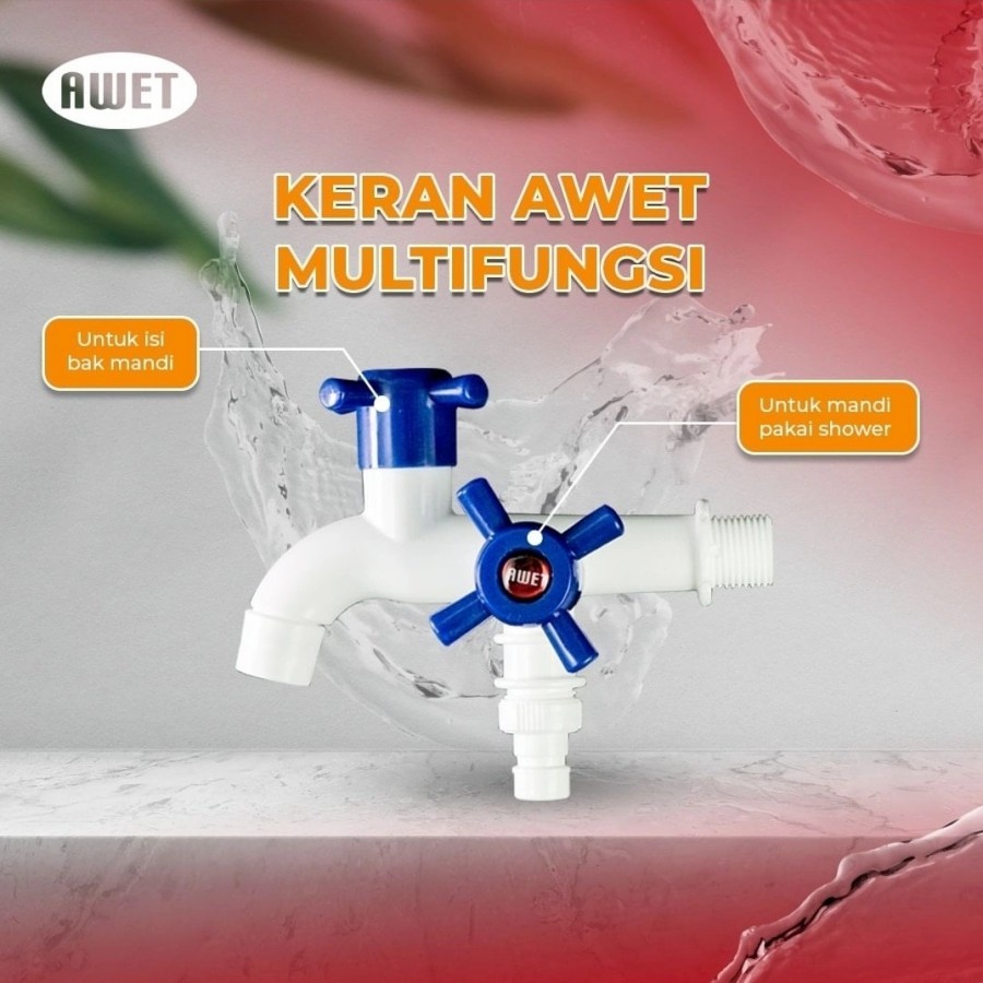 Jual Kran Shower Dobble Mixer / Keran Cabang Plastik KS 01 1/2" AWET ...