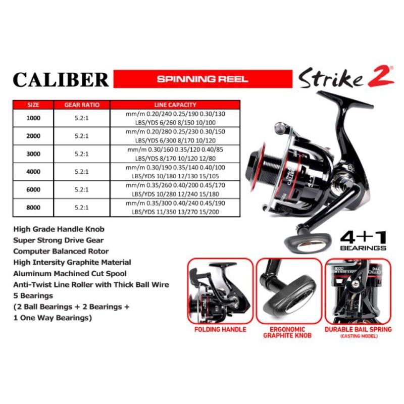 Jual Reel Strike 2 Caliber | 1000 | 2000 | 3000 | 4000 | 6000 | 8000 ...