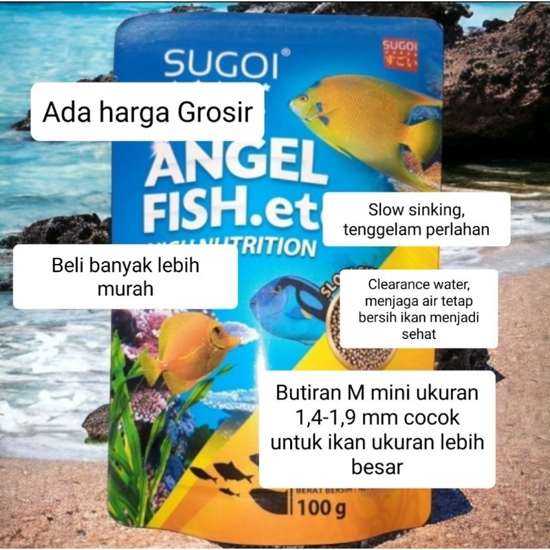 Jual pelet ikan hias air laut SUGOI ANGEL FISH etc 100g butiran M mini ...
