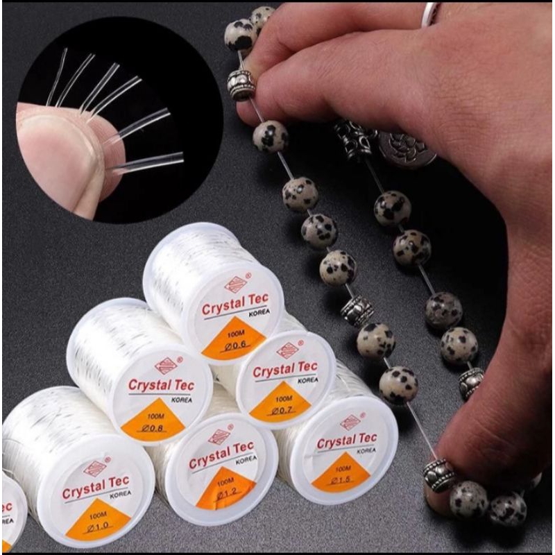 Jual Tali Karet Senar Bening Elastis Crystal Tec Korea 0.6/0.7/0.8/1 ...