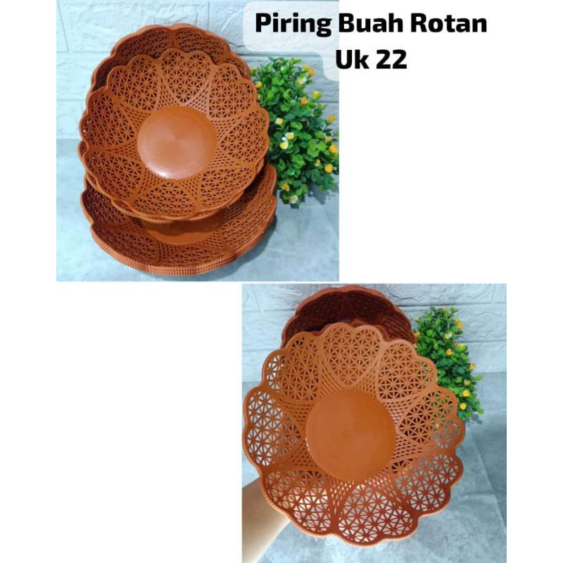 Jual (1 Lusin) Piring Buah Rotan UK 22cm / Piring Buah Plastik / Piring ...