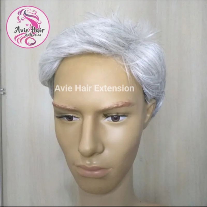 Jual Wig Pria Dewasa Warna Putih Rambut Orang Tua | Shopee Indonesia