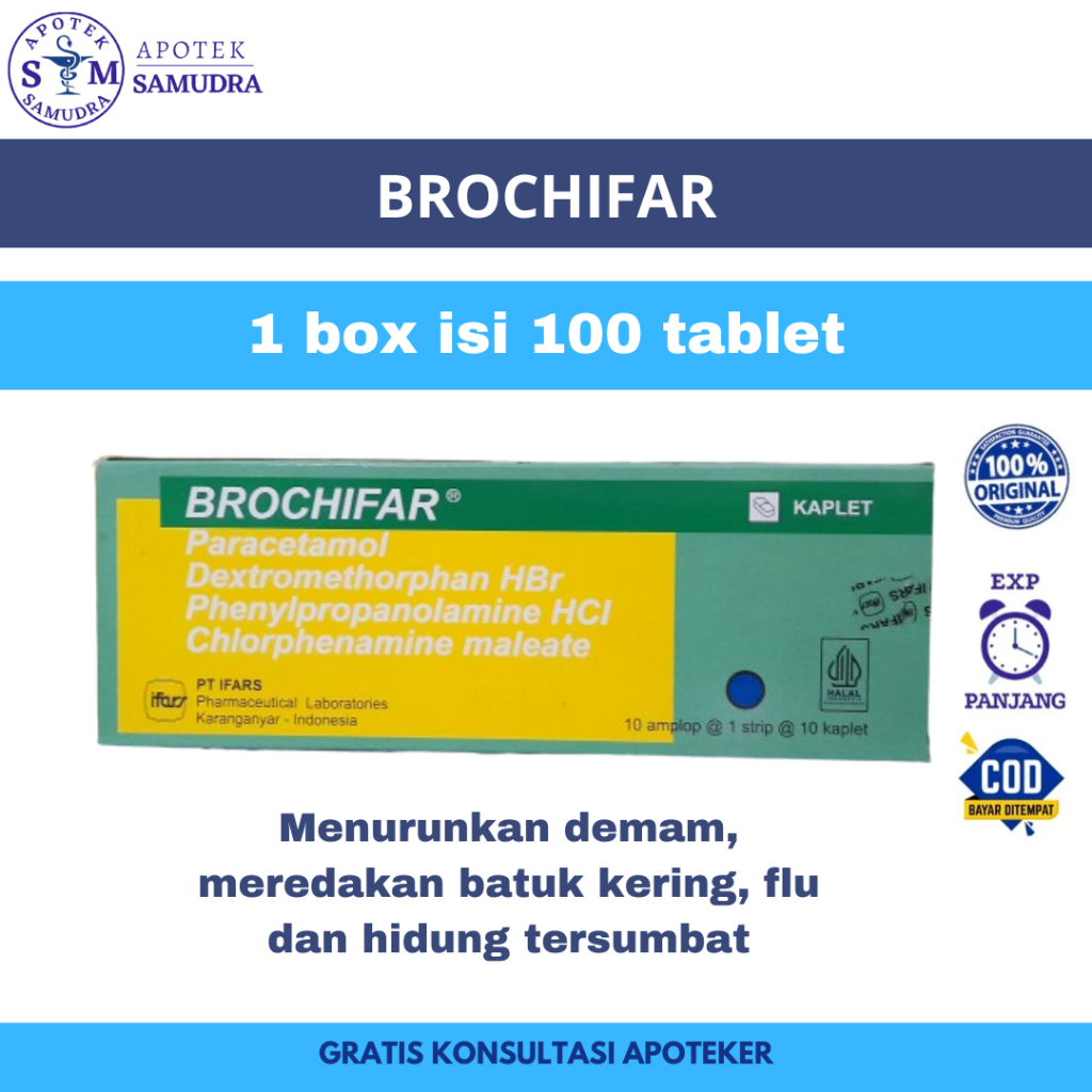 Jual BROCHIFAR 100 TABLET (Obat penurun demam, batuk kering, flu dan ...