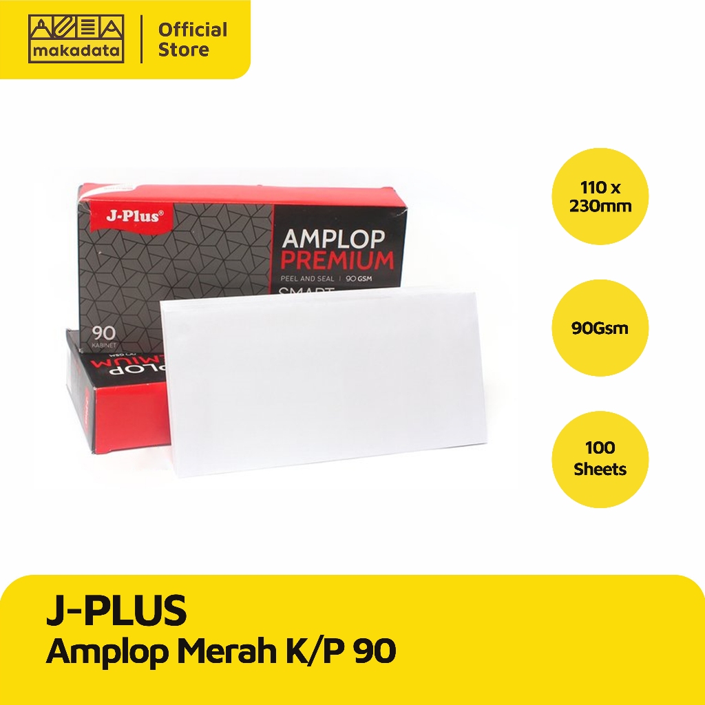 Jual ENVELOPE / AMPLOP PUTIH KABINET POLOS J-PLUS 90 MERAH (1PACK ...