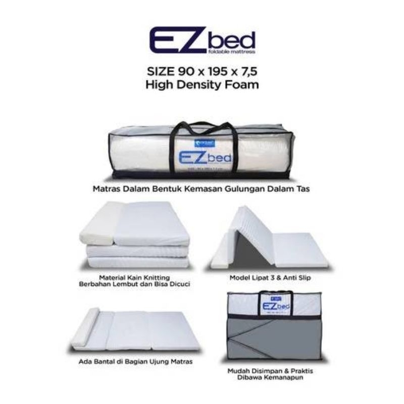 Jual OCEAN Kasur Lipat - EZ Bed -90x195x7.5cm - Free Tas - Kasur gulung | Shopee Indonesia
