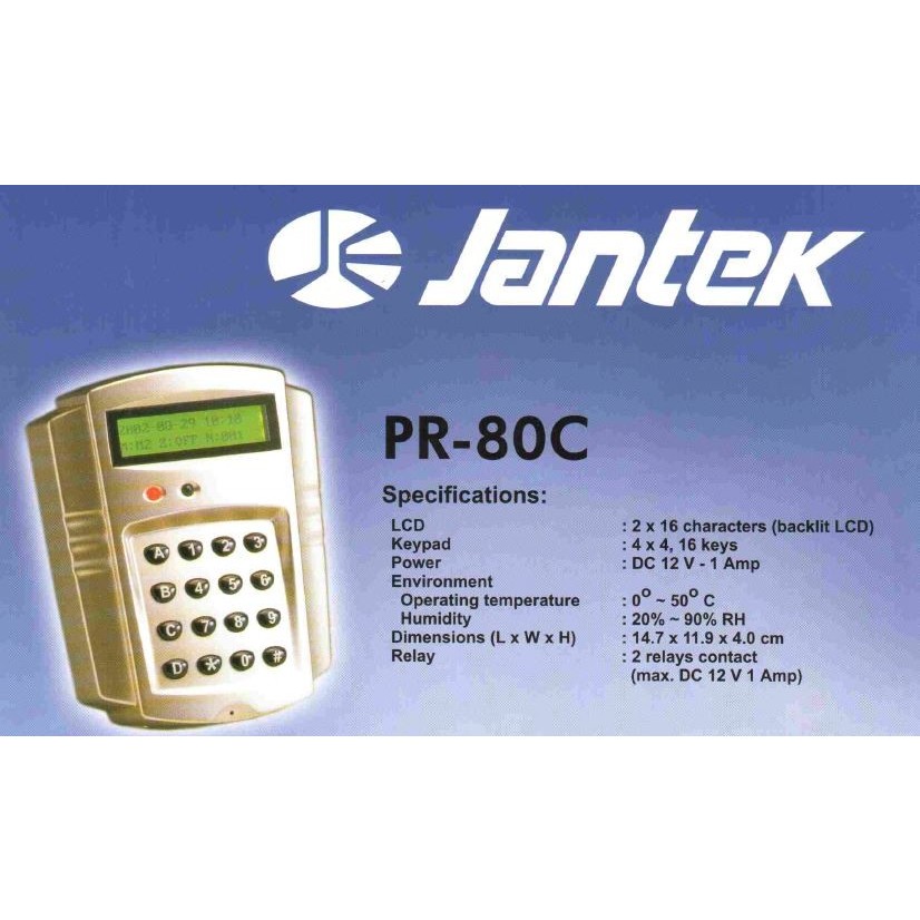 Jual PR-80C Proximity Access Control System Jantek Door Reader Card ...