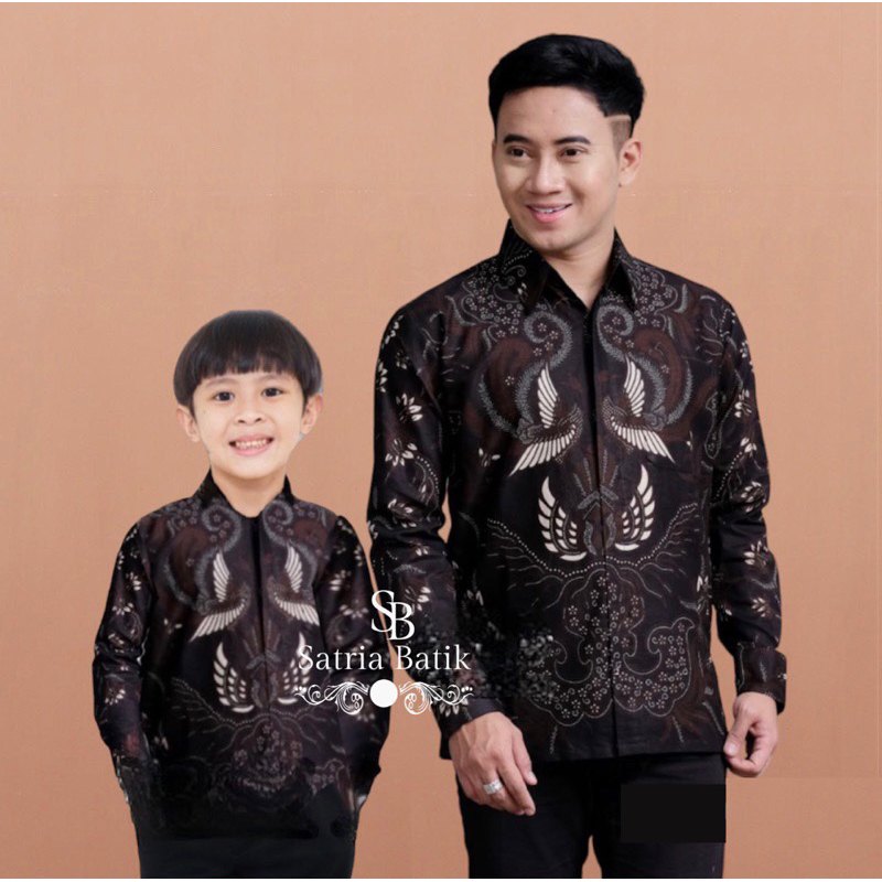 Jual Kemeja Batik Couple Ayah Anak Sawunggaling Hitam Keren Elegant ...