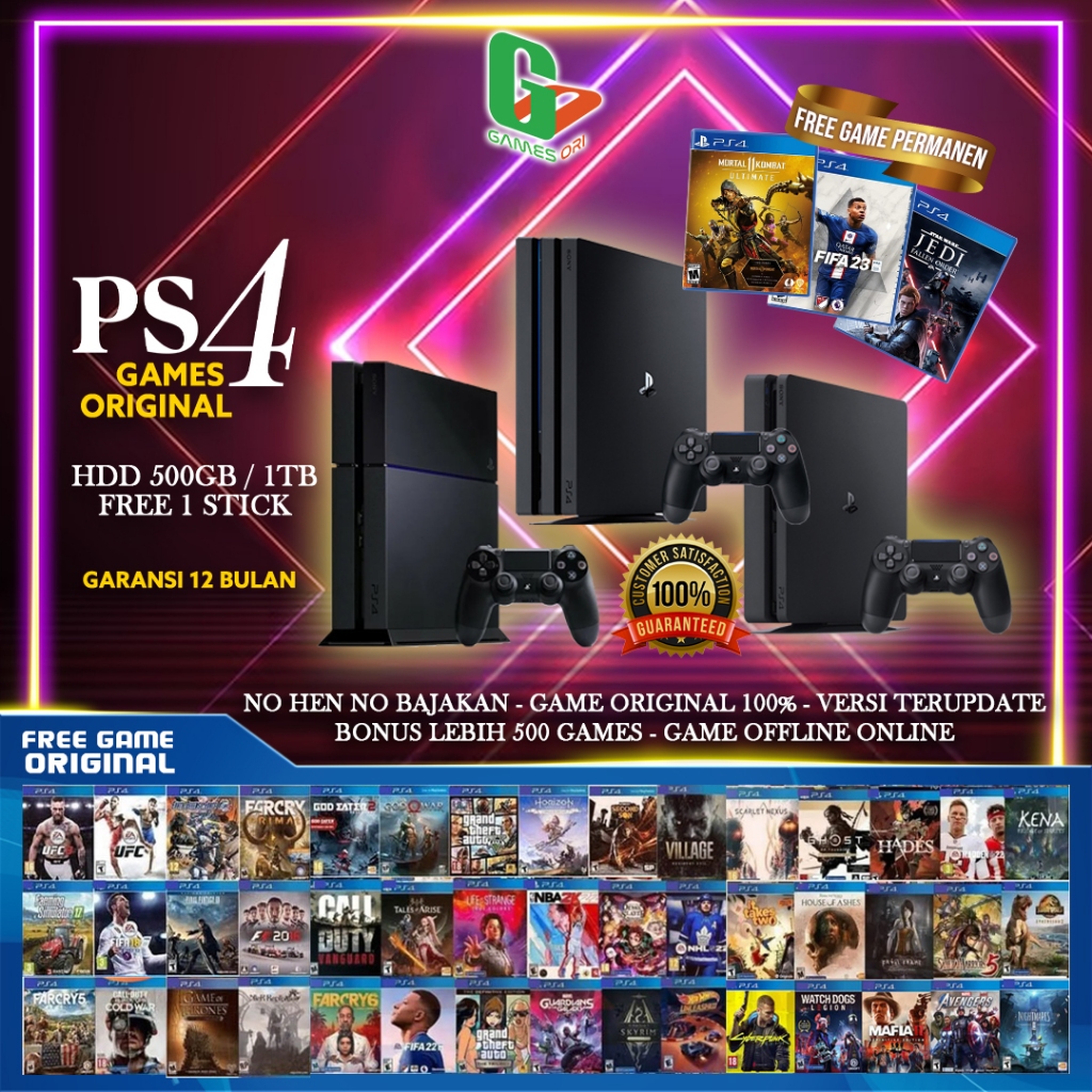 Jual PS4 FAT/SLIM/PRO ORI 500GB - 2TB - 1 STICK OP/2 STICK OP - 500GB ...