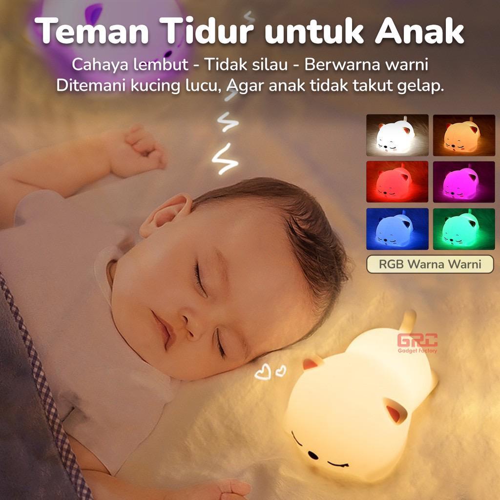 Jual Lampu Tidur LED Warna Warni Lampu Tidur Silicone Rechargeable ...