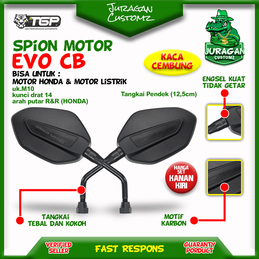 Jual Spion Motor Evo CB150 Honda Aksesoris Variasi TGP Beat PCX ADV ...
