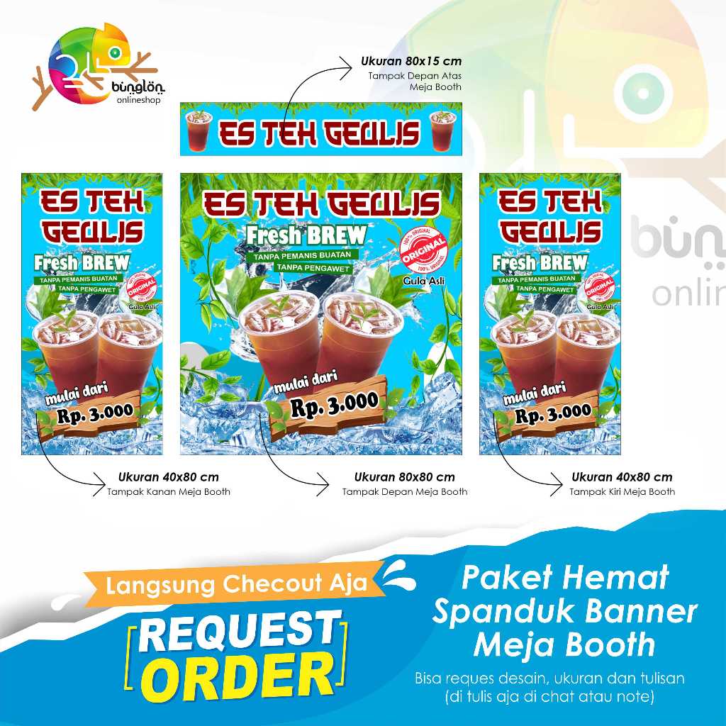 Jual Spanduk Banner Meja Booth Es Teh Geulis | Shopee Indonesia