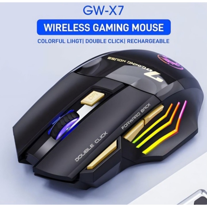 Jual iMice Mouse Gaming Wireless GW X7 Rechargeable RGB Double Click ...
