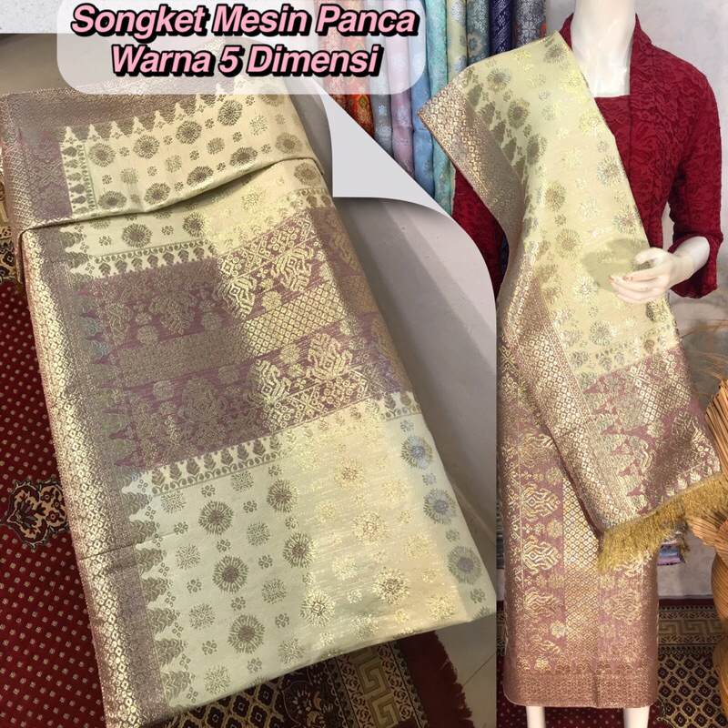 Jual Songket Mesin Panca Warna 5 Dimensi-Asli Tenun Mesin Palembang ...